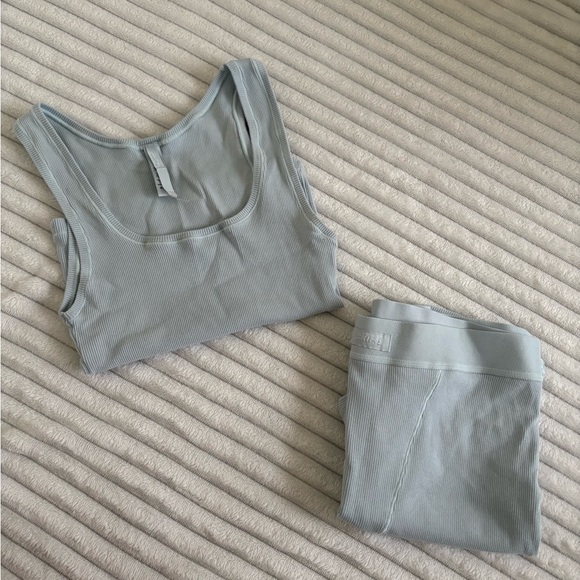 SKIMS | Other | Skims Light Blue Ribbed Tank And Leggings Set | Poshmark